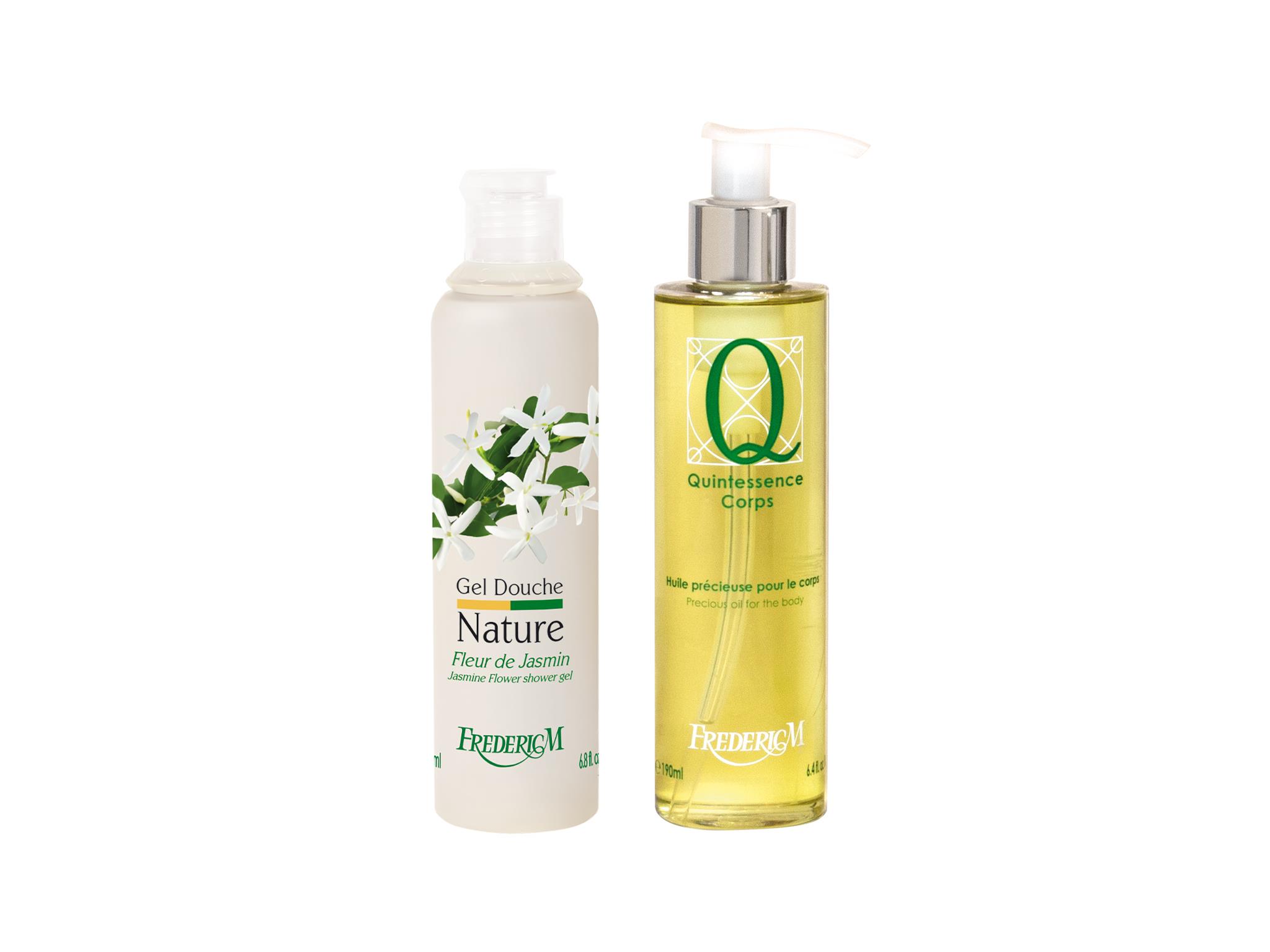 FREDERIC M / DUO HUILE CORPS QUINTESSENCE OR ET GEL DOUCHE FLEUR DE JASMIN